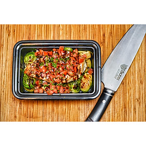 OKAMI Chef's Knife 8 Inch - Asgard Series - Professional German Stainless Steel - Extra Sharp - Full Tang - Mirror Polished - with Edge Guard - Black