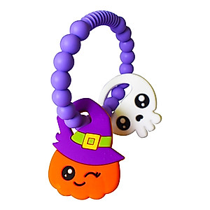 Nightmare Before Christmas Baby Toys Pumpkin Teether Baby Girl Or Boy Halloween Teether Perfect Chew Toy for Teething Babies Great Gift for Halloween with 1 Pc Mysterious Baby Teether Toy(2pc)