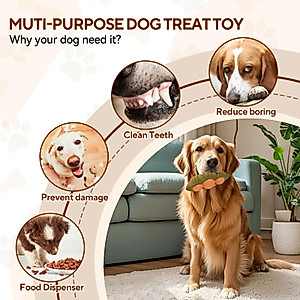 LIFLIX Interactive Treat Dispensing Dog Toy, Durable Rubber Dog Enrichment Toys, Teeth Cleaning Dog Puzzle Chew Toy for Small Medium Large Dogs, Green Soybean Shape