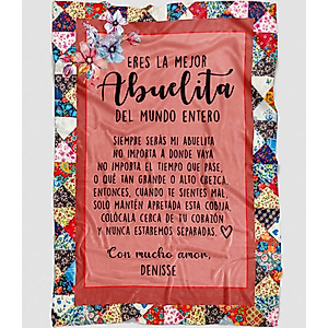Spanish Abuela Gift for Grandma Mexican Madre Gift, Abuelita Blanket Throw in Spanish Custom Gift for Grandmother Grandma Gigi Mimi Granny Nana Christmas Birthday Gifts