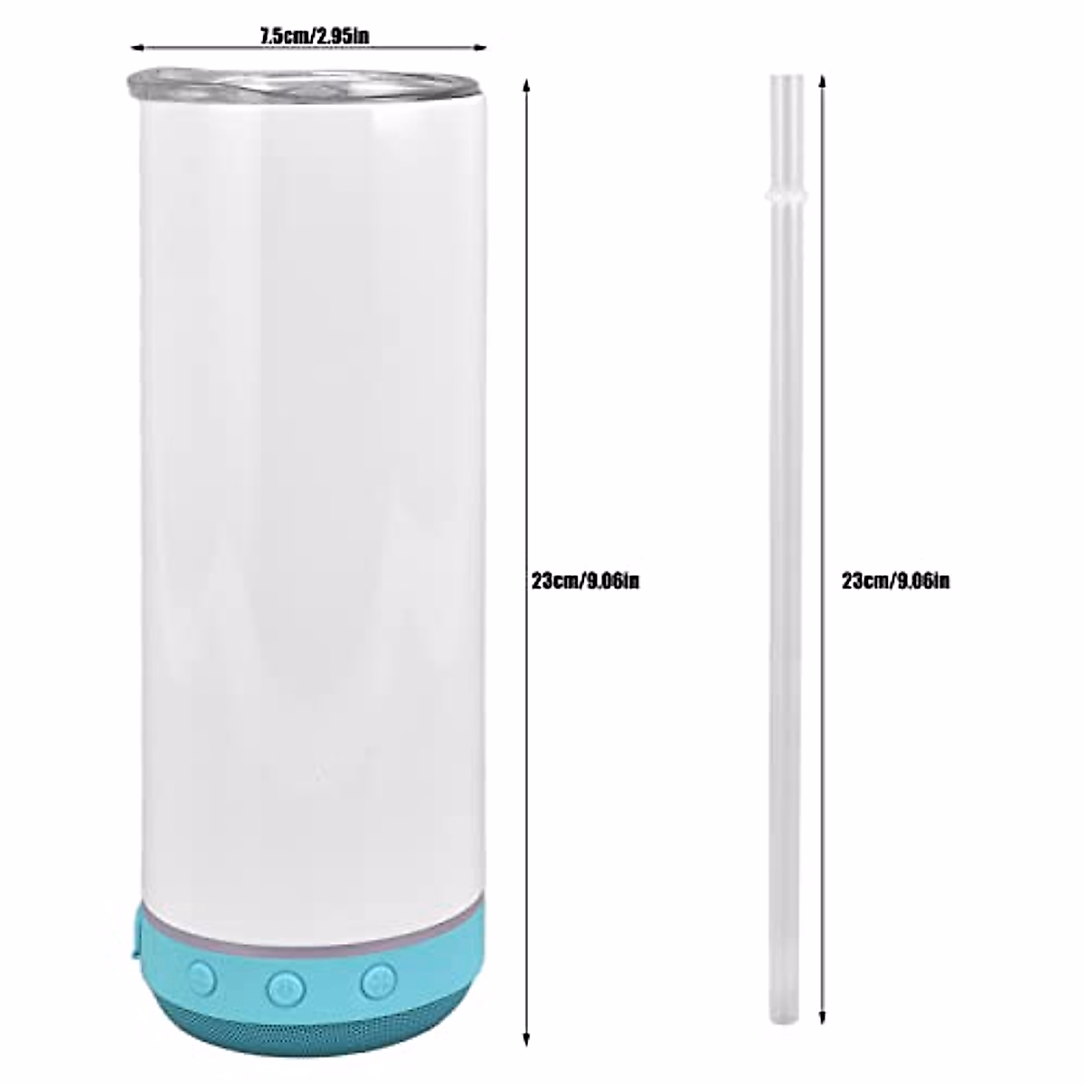 Bluetooth Speaker Cup, 20oz Bluetooth Music Cup Portable Detachable Stainless Steel Sublimation Music Insulated Bottle Insulated Mug Vacuum Water Bottle (Blue Bottom)(Blue background)