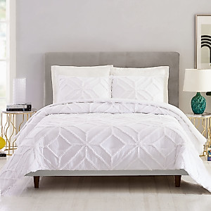Trina Turk 100% Cotton Tufted Chenille 3-Piece Duvet Set - Full/Queen, White