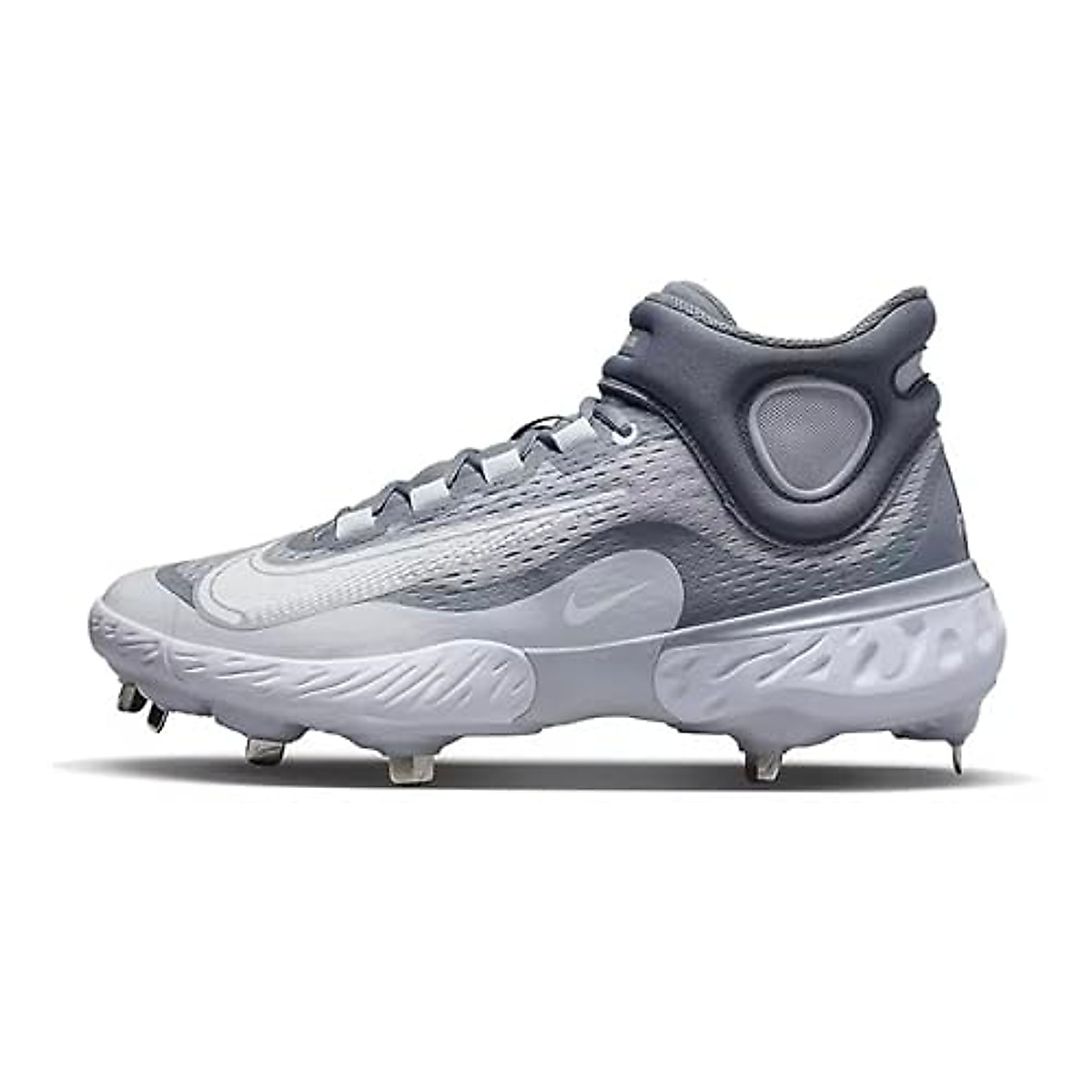 Nike Alpha Huarache Elite 4 DJ6520-012 Mid Wolf Grey/White/Cool Grey/Pure Platinum Men's Metal Baseball Cleats 13 US