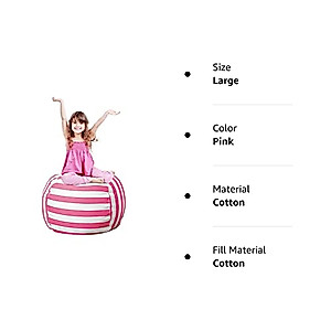 Zwish 27Inch Stuffed Animal Storage Bean Bag Chairs for Kids Room, Stuff and sit Storage Bean Bag Cover for organizing Boys and Girls Plush Toy Gift for Kids for Kids—Pink