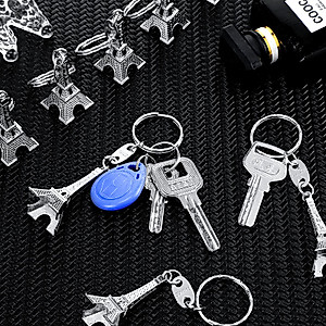 Inbagi 50 Pieces Eiffel Tower Keyring Paris Eiffel Tower Keychains Silver Retro French Souvenirs Keychains Eiffel Tower Keychain Bulk for Home Jewelry Birthday Table Graduation Thank You Gifts