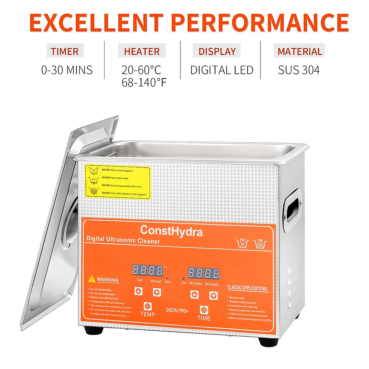 3L Ultrasonic Cleaning Machine with Heater and Timer, 120W Stainless Steel Ultrasonic Washing Machine, Professional Ultrasonic Hardware Tool Cleaner for Auto Accessories, Engine Parts, Carburetors