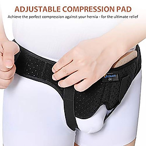 Tenbon Hernia Belts for Men - Groin Hernia Support for Men and Woman Medical Hernia Guard Inguinal Truss for Single/Double Sports Hernia Adjustable Waist Strap with 2 Removable Compression Pads