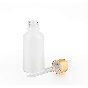6 Pcs,3.4 Oz White Matte Glass Dropper Bottle for Essential Oils,Empty Glass Massage Oil Bottle Holder With Glass Reagent Pipette,Perfume Travel Container,Gold Aluminum Lid-Pipette,Funnel included