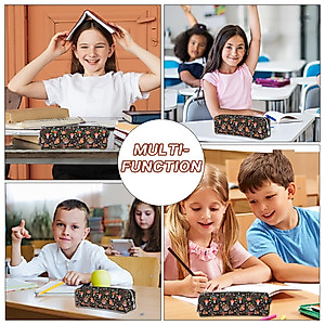 SEGXCFL Mushroom Pencil Case for Girls Boys Small Leather Pencil Pouch Pencil Bags with Zipper for School Office College Back to School Gifts, Black