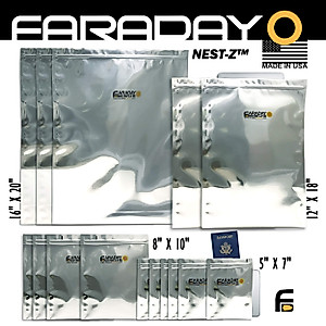 Faraday Defense 15pc Kit NEST-Z Faraday Bag EMP/Solar-Flare Prepper Ultra Thick - Military Grade Design, Superior Shielding Performance, Phones - Radios - Hard Drives - Tablets - Laptops MADE in USA