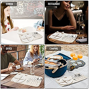 Picnic Basket Set for 2 with Insulated Cooler Bag and Cutlery Service Kits, Wooden Lids & Handles Willow Picnic Hamper Basket W/Lining for Camping, Party, Wedding, Halloween, Christmas (White)