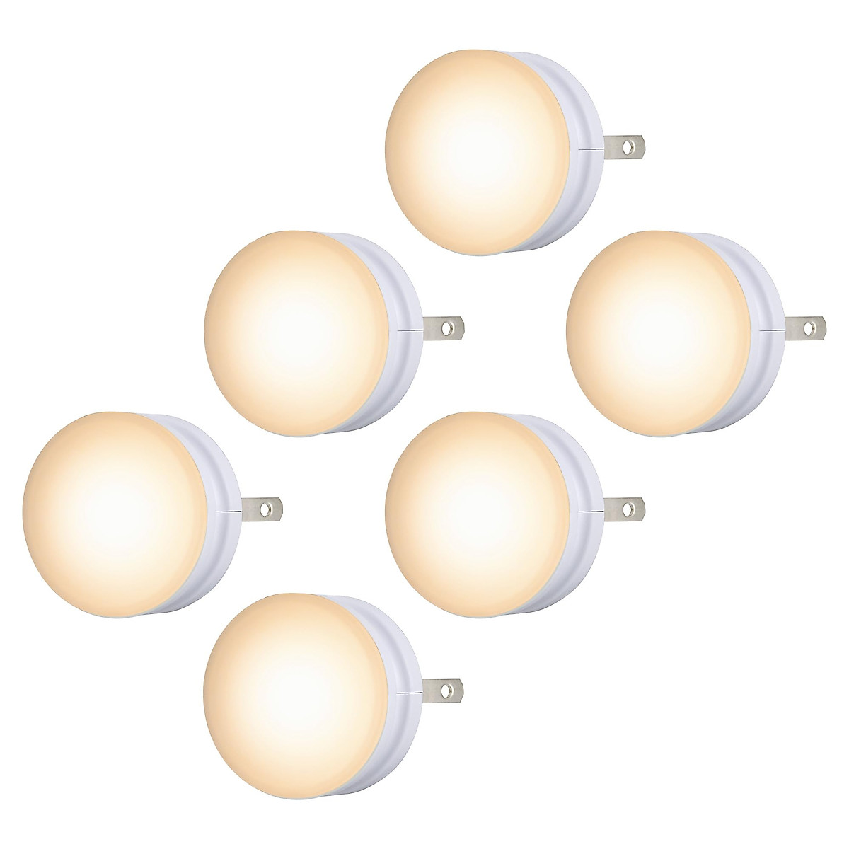 Lights By Night, Mini LED Night Light, Plug-In, Dusk to Dawn Sensor, Warm White, Compact, UL-Certified, Ideal for Bedroom, Bathroom, Nursery, Hallway, Kitchen, 45176, 6 Pack