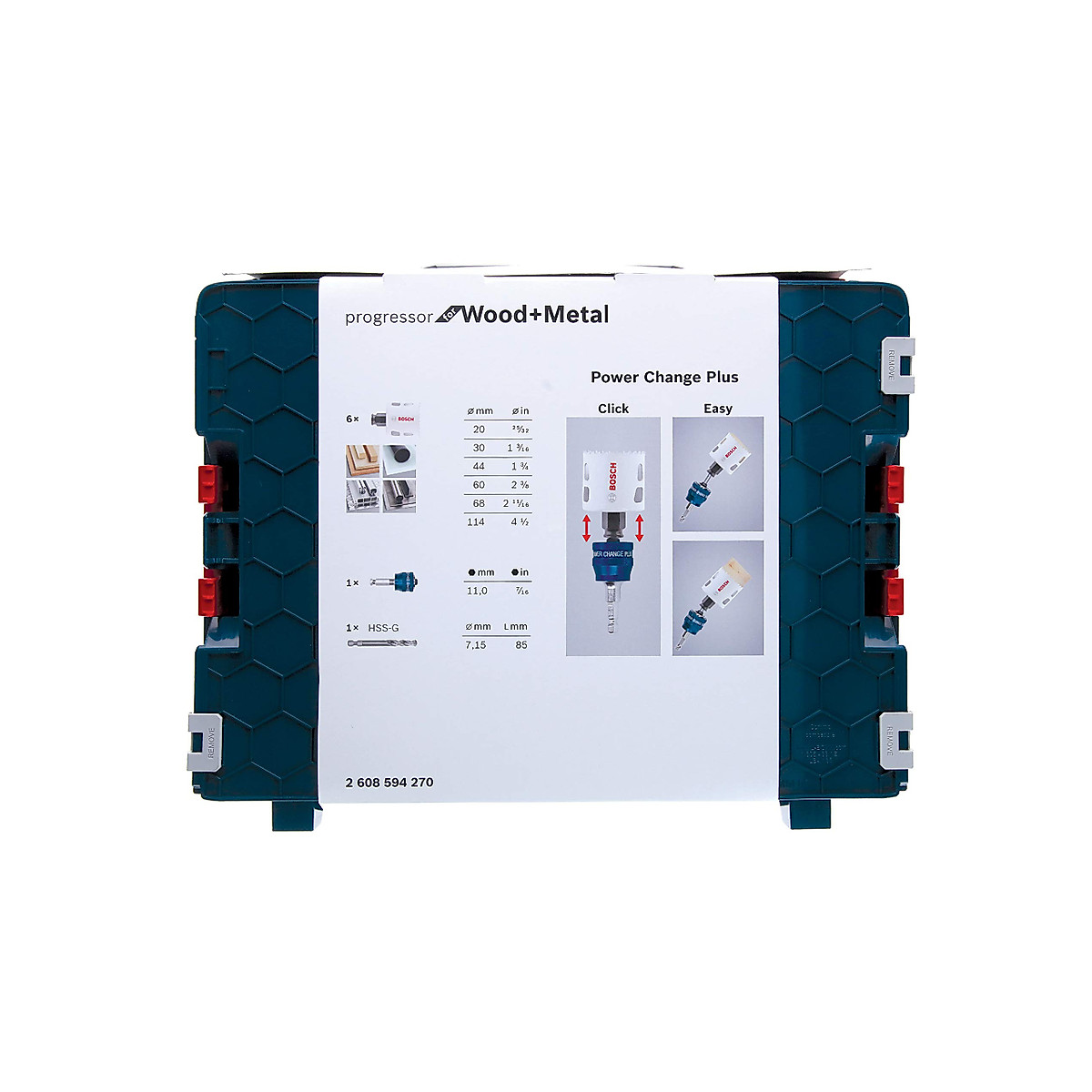 Bosch Professional 2608594270 8-Piece Hole Saw Progressor for Wood & Metal Set (in L-Boxx, Drill Accessories), Colour, Size