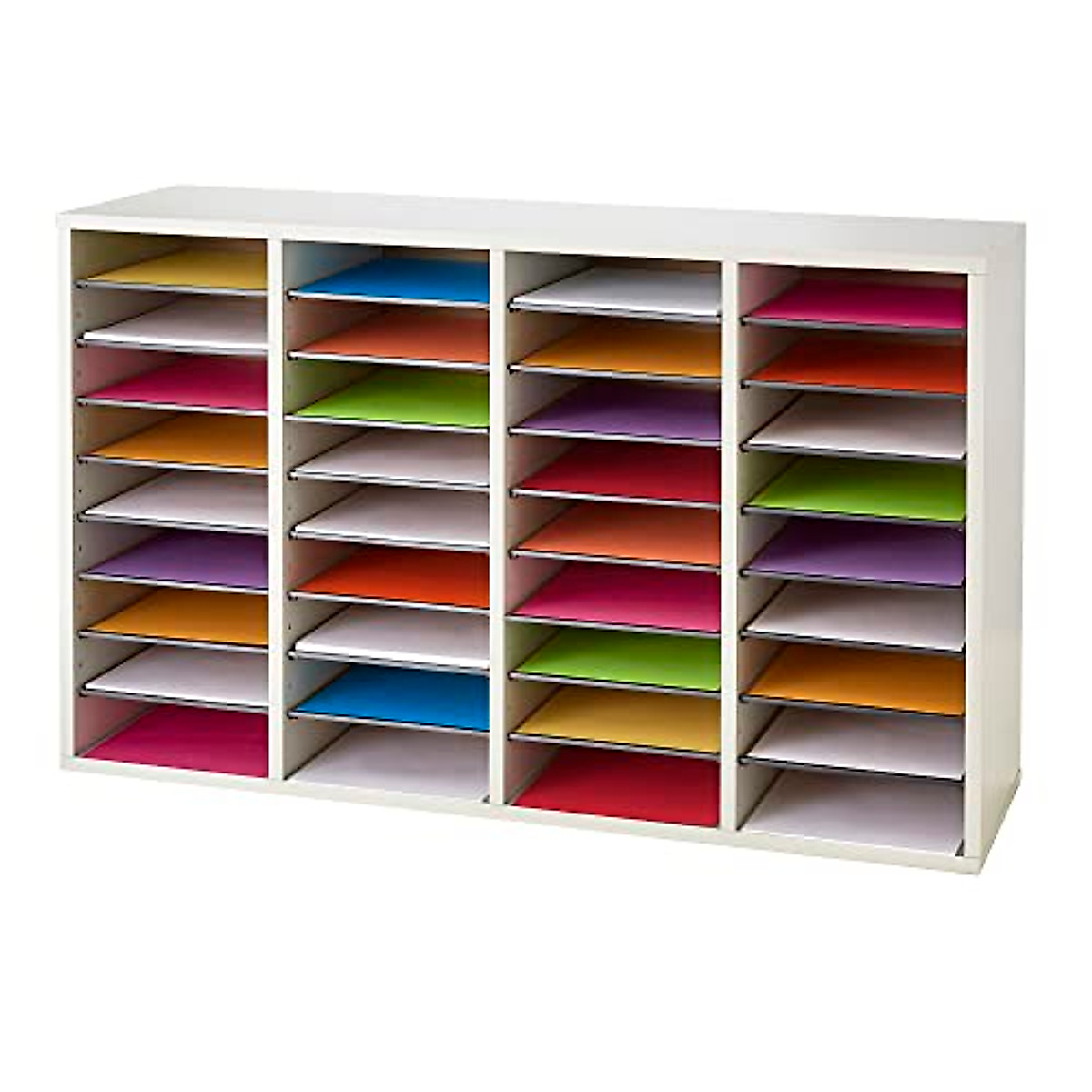 Safco Products 9424GR Wood Adjustable Literature Organizer, 36 Compartments, Durable Construction, Sturdy Strength, Removable Shelves, Stackable, Home Office, Craft Rooms, Classroom Mailbox