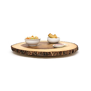 Lipper International Acacia Wood Large Slab Lazy Susan with Bark Rim