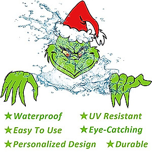 Cute Christmas Cartoon Stickers for Cars, 6.27" Vinyl Waterproof Cute Cartoon Holiday Christmas Peeker Funny Decorations for Car Windshield Window Decals