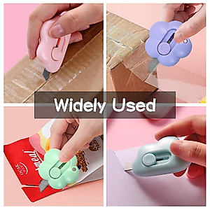 6 Pack Mini Box Cutter, Cute Letter Opener, Small Utility Knives, Retractable Paper Package Cutter Slice Safety, Aesthetic Office Supplies Stationary for Women Girls, Cloud and Flower Shape