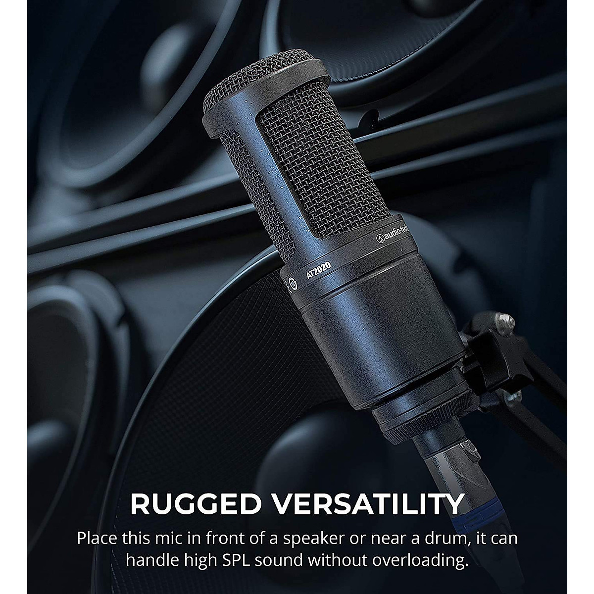 Audio-Technica AT2020 Cardioid Condenser Microphone Bundle with Blucoil 4-Pack of 12 Acoustic Foam Isolation Panel Wedges, 10' XLR Cable, Boom Arm Plus Pop Filter, and Samson SR350 Headphones