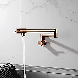 Classic Kitchen Tap Brass Kitchen Faucet 360°Rotation Kitchen Sink Mixer Double Joints and Single Cold Kitchen Mixer Tap Foldable Double Handle Sink Taps,Brushed/Brushed Gold