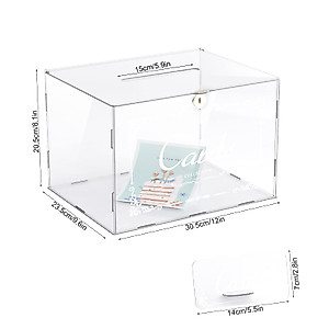 Bemodst Acrylic Wedding Card Box Gift Box Holder, Clear Large Letter Envelope Boxes with Lock and Slot for Reception Decoration Fundraiser Money Box Election Ballot Graduation Keepsake Party Favor
