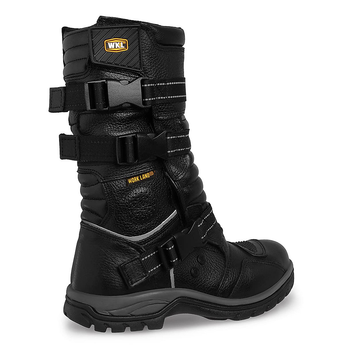 WORKLAND 77415 Motorcycle Boots for Men - Leather Boots with Protections - Work Boots For Men - Rubber Sole Slip Resistant and Reflective Motorcycle Riding Boots - Botas para Motocicleta Hombre