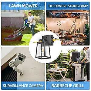 SPECILITE Dusk to Dawn Porch Lights with 2 Outlets, Waterproof & Anti-Rust Outdoor Light Fixture, Black Finish Exterior Light Fixture for Garage, Patio, Garden