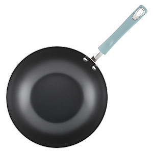 Rachael Ray Classic Nonstick Stir Fry Pan with Glass Lid, 11 Inch - Sky Blue