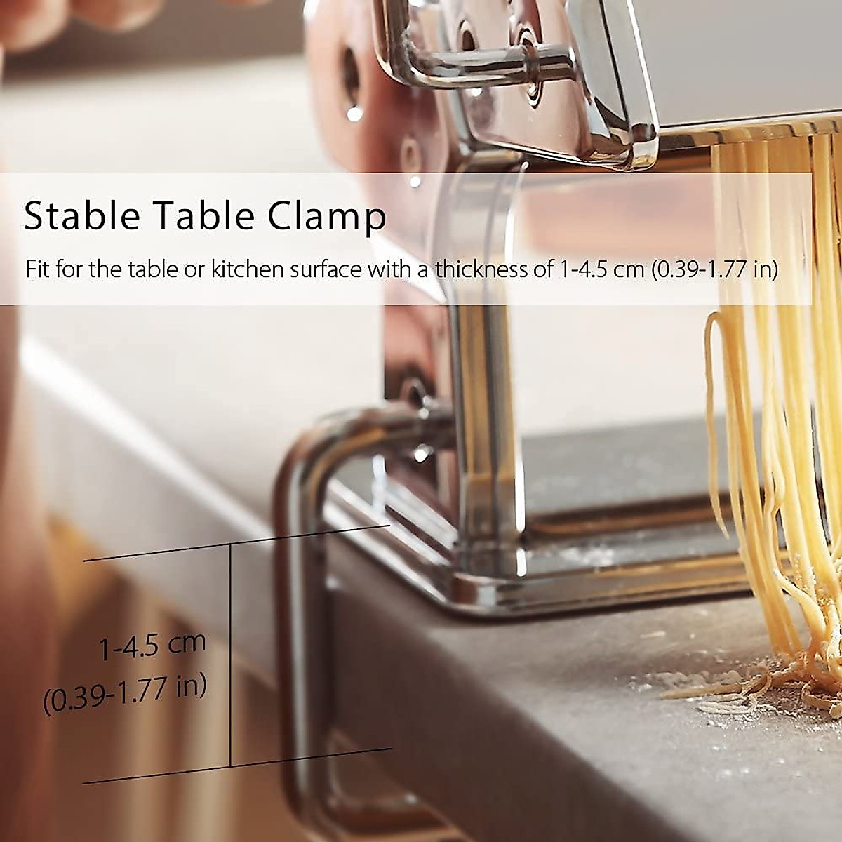 Pasta Machine, ISILER 9 Adjustable Thickness Settings Pasta Maker, 150 Roller Noodles Maker with Aluminum Alloy Rollers and Cutter for Pasta, Spaghetti, Fettuccini, Lasagna