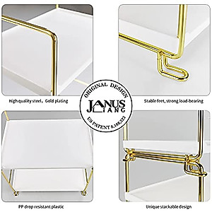 JANUS LiANG 2-Tier Bathroom Countertop Organizer Perfume Organizer Makeup Shelf Bedroom Storage Tray or Kitchen Spice Rack (Gold)
