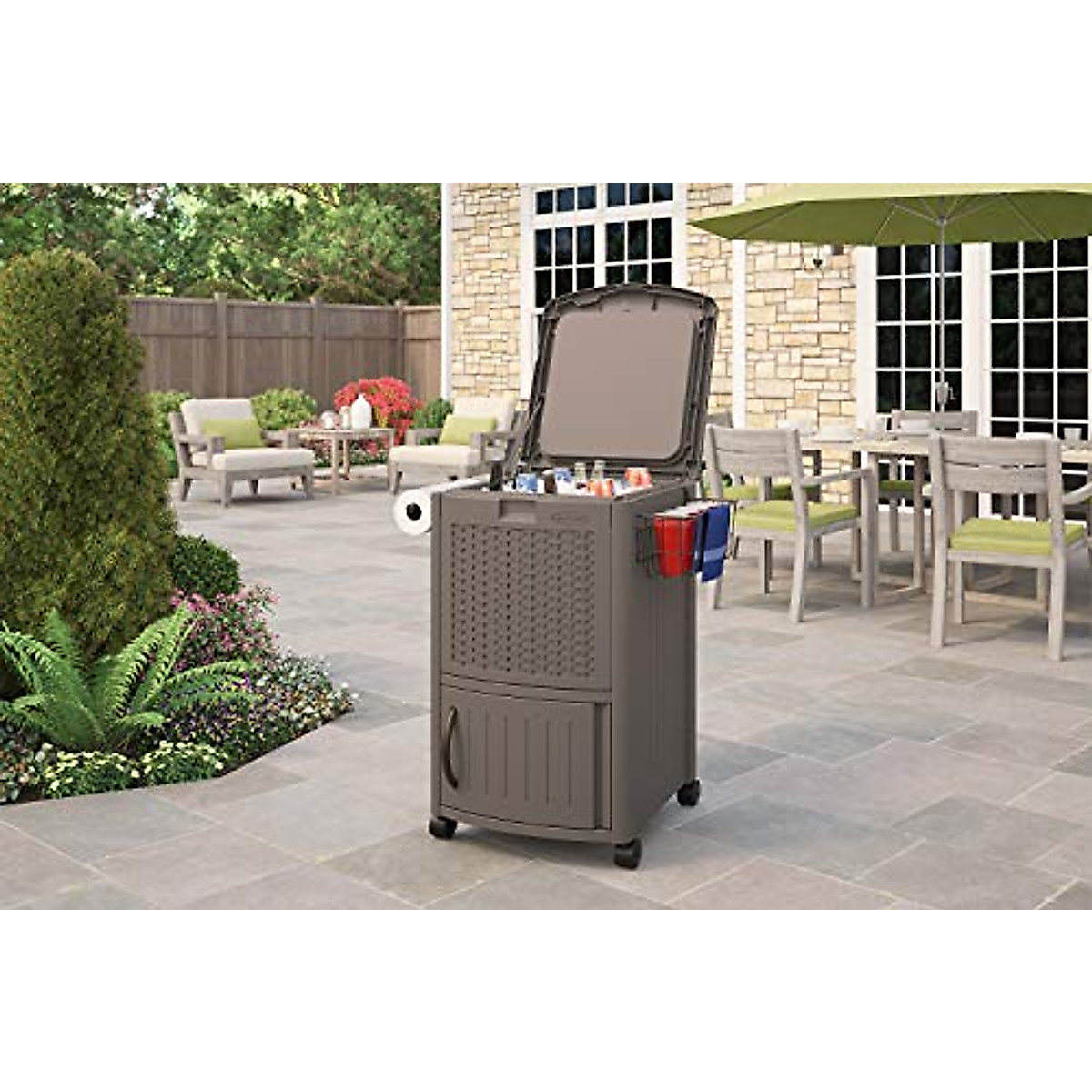 Suncast DCCW3000DTD Resin Wicker, Dark Taupe Cooler