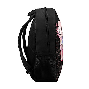 usmikeys Axolotl Backpack, Waterproof Bookbag for Boys Girls Back to School 17 Inch