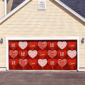 Yoiemivy 6 x 13 Ft Wedding Decorations Red Heart Garage Door Banner Large Anniversary Party Decor Banner for Photo Studio Props Bridal Shower Engagement Engaged Ceremony Decorations