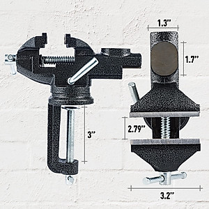 Table Vise or Bench Vise Universal, 360° Swivel Clamp-On Vise Portable Home Vice 3.2'' for Woodworking, Cutting Conduit, Drilling, Metalworking