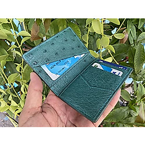 Doubleside Green Body Ostrich leather skin Credit Cardholder, leather credit cardcase, leather creditcard cover
