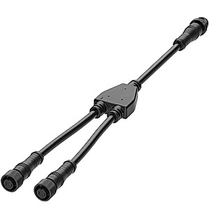 WOODGUILIN Y Shape 2 Pin Connector Outdoor LED Connector Splitter,16AWG Cable with Metal Nut for Automotive,Marine,Outdoor LED Strip.(1 Y Connector+3 Branch Heads)