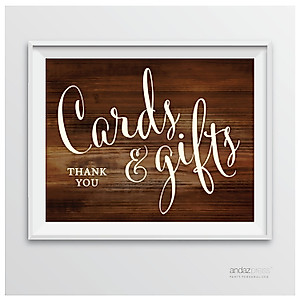 Andaz Press Wedding Party Signs, Rustic Wood Print, 8.5-inch x 11-inch, Cards and Gifts Thank You, 1-Pack, Unframed