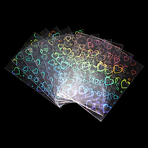 100ct Holographic Card Sleeves Trading Card for MTG&pkm Foil Card Protectors Standard Size Card Penny Sleeves (65x90mm one-Sided Heart)