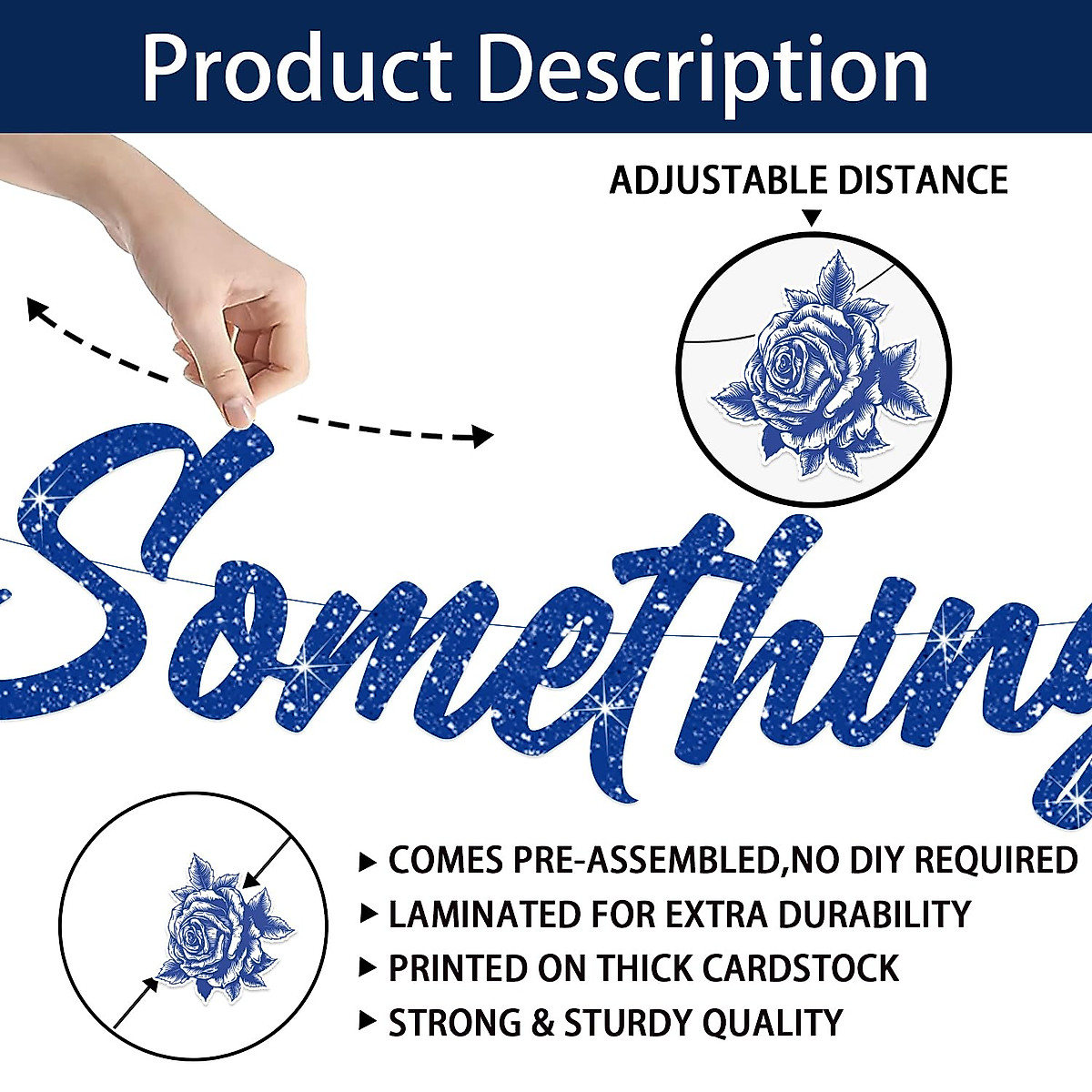 Something Blue Before I Do Bridal Shower Decorations, NO-DIY Bridal Shower Decorations Includes Glitter Something Blue Before I Do Banner, Wedding Party Decorations Garland