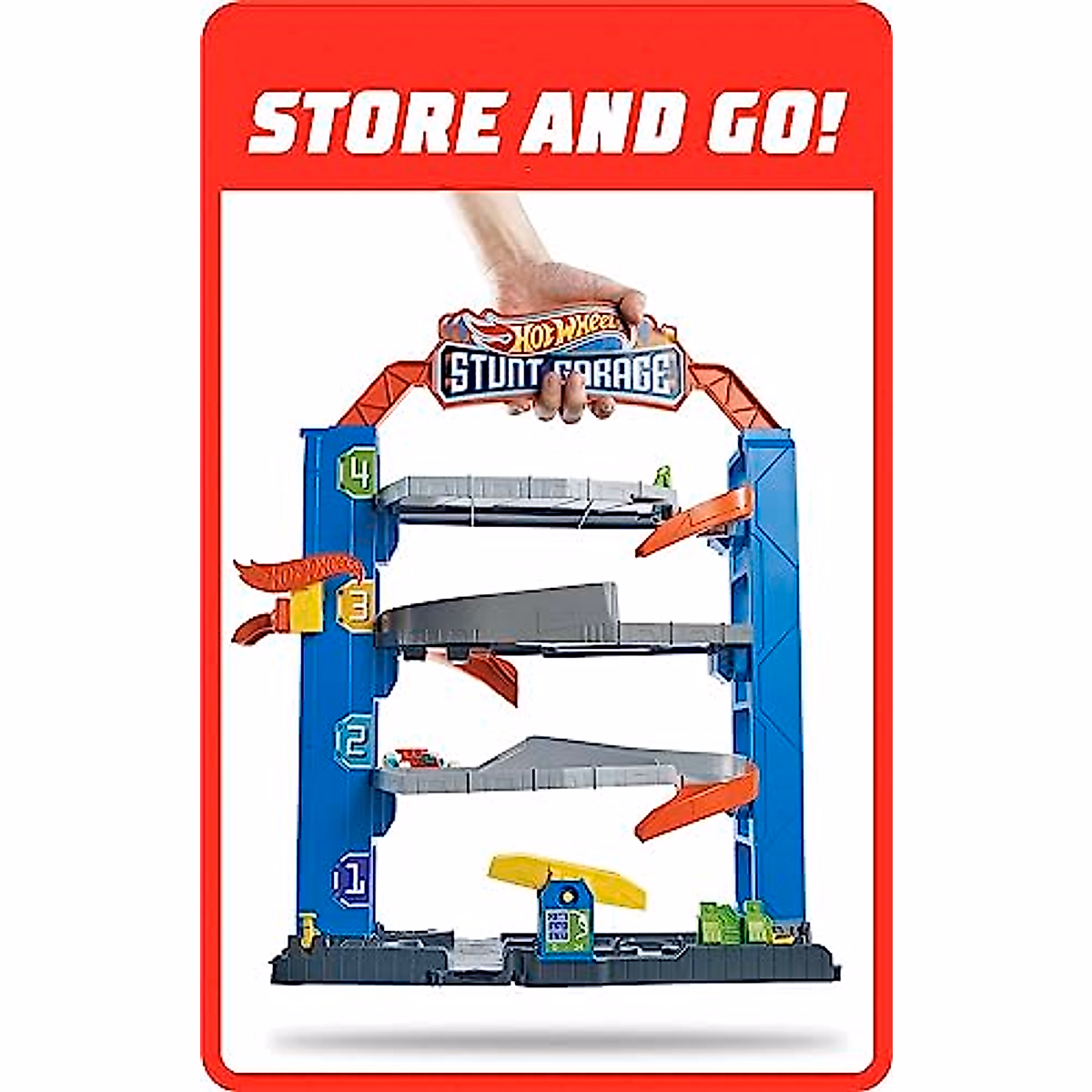 Hot Wheels City Stunt Garage Play Set Gift Idea for Ages 3 to 8 Years Elevator to Upper Levels Connects to Other Sets, Boys
