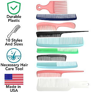 Iconikal Deluxe 40-Piece Assortment Designer Combs - Iconikal Unbreakable Wet & Dry Hair Combs, Easy to Clean, Bulk Combs Set