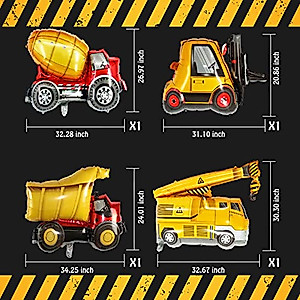 9 pcs Construction Balloons,Construction Birthday Party Supplies,Kids Birthday Party Favor Decorations Perfect for Your Dump Truck Party