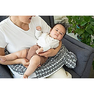 My Brest Friend Original Nursing Pillow Enhanced Ergonomics Essential Breastfeeding Pillow Support For Mom & Baby W/ Convenient Side Pocket, Double Straps & slipcover, Midnight Poppy