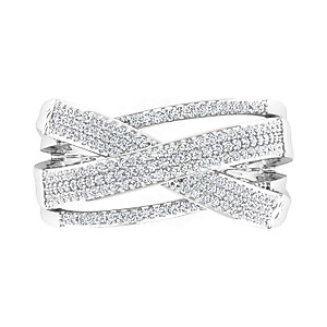 0.52 Carat Diamond Bypass Wedding Band Ring in 10K White Gold (Ring Size 11)