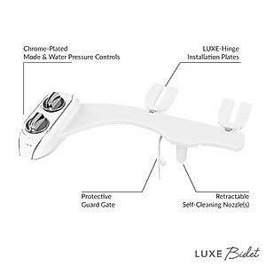 LUXE Bidet NEO 120 Plus - Value Pack of 2 - Patented Bidet Attachments for Toilet Seat with Innovative Hinges to Clean, Slide-in Easy Install, Advanced 360° Self-Clean (Gold and Chrome)