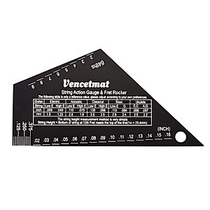 Vencetmat Guitar String Action Gauge, String Height Ruler, Guitar Fret Rocker, Fret Leveling Guide, Buzzing Fret Catcher, 1mm Thickness, Laser Etching, High Precision Graduations,Luthier Tools