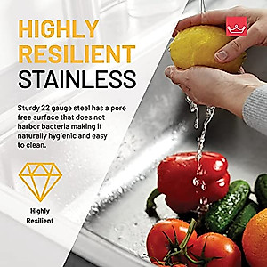 Kindred CSLA2522-7-1N Creemore 25-in LR x 22-in FB x 7-in DP Drop In Single Bowl 1-Hole Stainless Steel Kitchen Sink, 25" x 22"