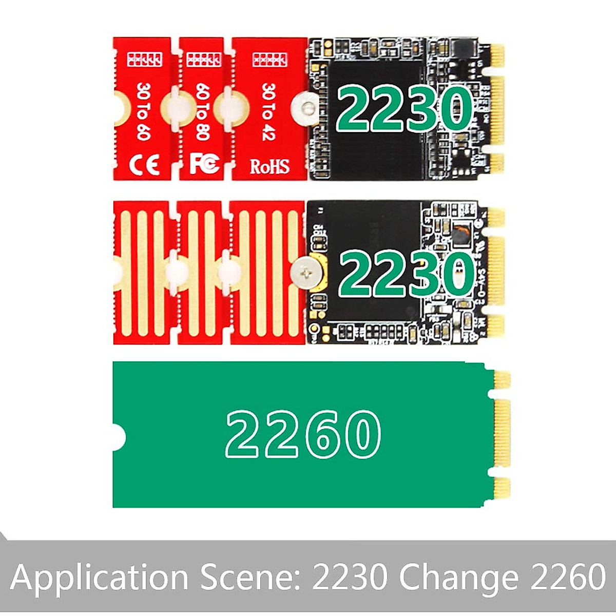 RingBuu - Extended Bracket, M2 M2PLUS NGFF NVME M.2 Extended Transfer 2230, 2242, 2260, 2280 Aircraft M2 Change Long Size NVME NGFF M.2 U.2 M3 M.3 SSD