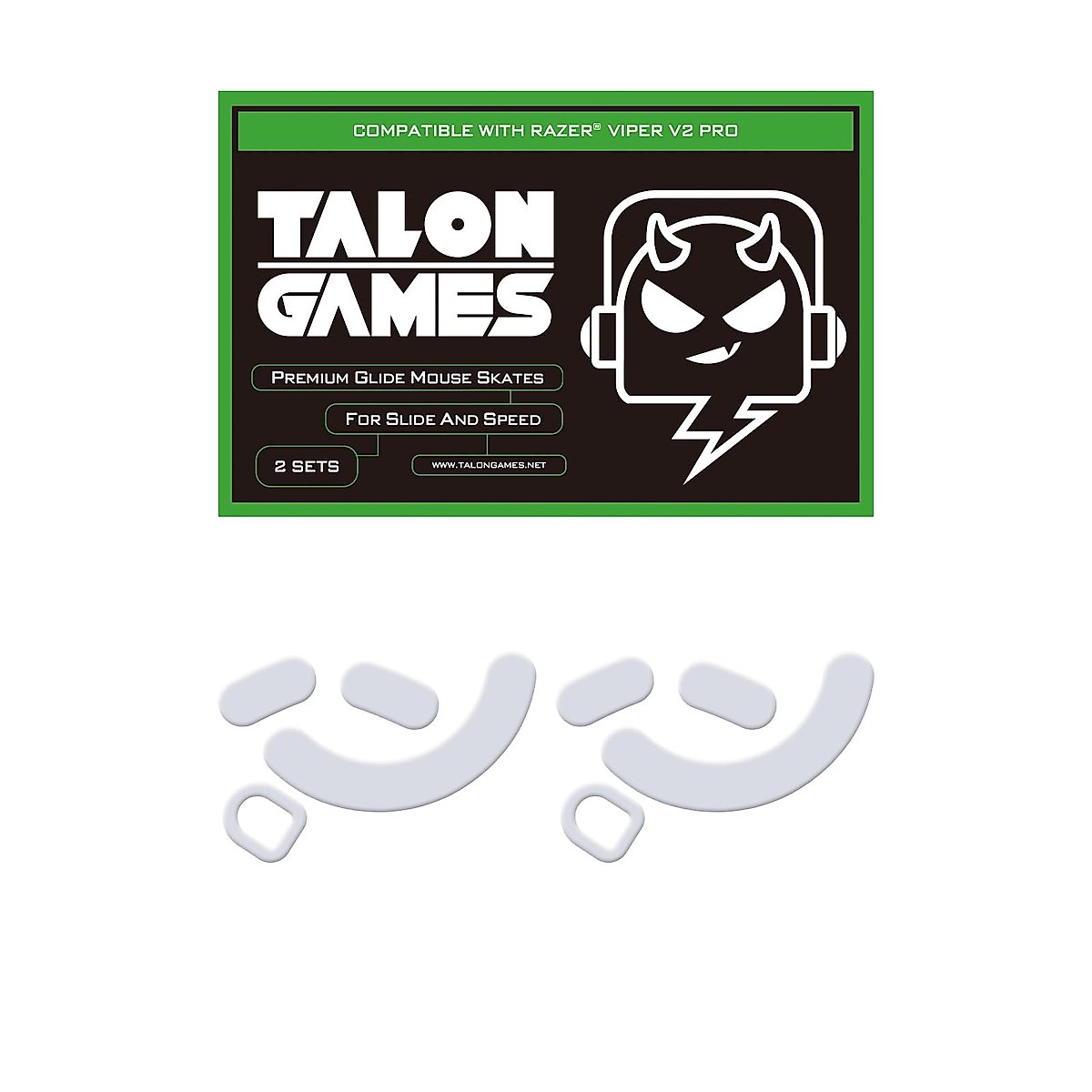 2Sets of TALONGAMES Rounded Curved Edges Mouse Feet Skates Compatible with Razer Viper V2 Pro Wireless Gaming Mouse Feet Replacement,0.8mm,Pure PTFE Material with Super Smooth Glide Pads