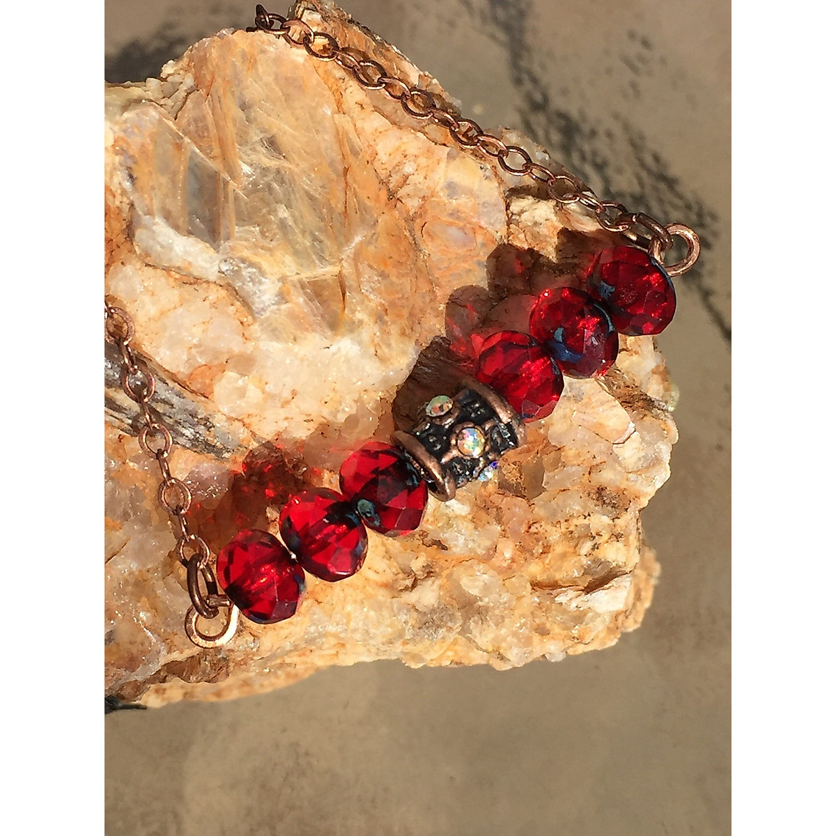 Ruby Red Bar Necklace, Red Crystal Bar Necklace, Minimalist Beaded Bar, Boho Necklace, Layering Necklace, Red Picasso Czech Glass Necklace