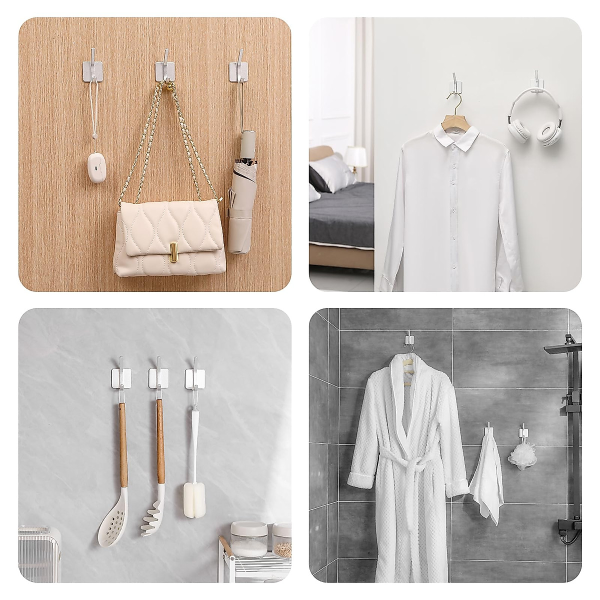 Paoli Heavy Duty Self Adhesive Hooks - Sturdy self Adhesive Hooks for Home, School and Office Easy to fit and Remove,with a Maximum Load Capacity of 30lb (4 PC).